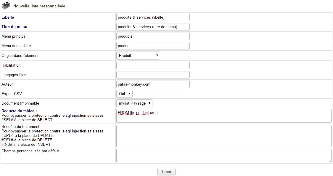 Fichier:Mylist Page nouvelle liste.png — Documentations Patas-monkey